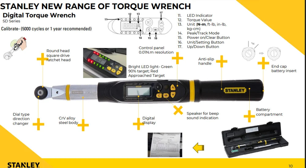 Stanley SD-200-22 3/8" Digital Torque Wrench 200 NM – buysupplies.in