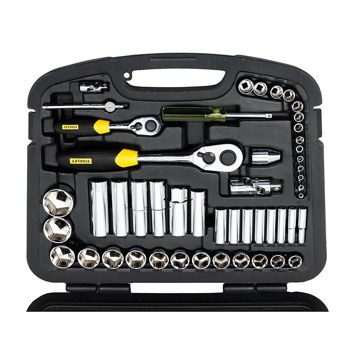 Stanley 94-190 1/4'' and 1/2'' Square Drive 6 Point Metric Socket Set ...